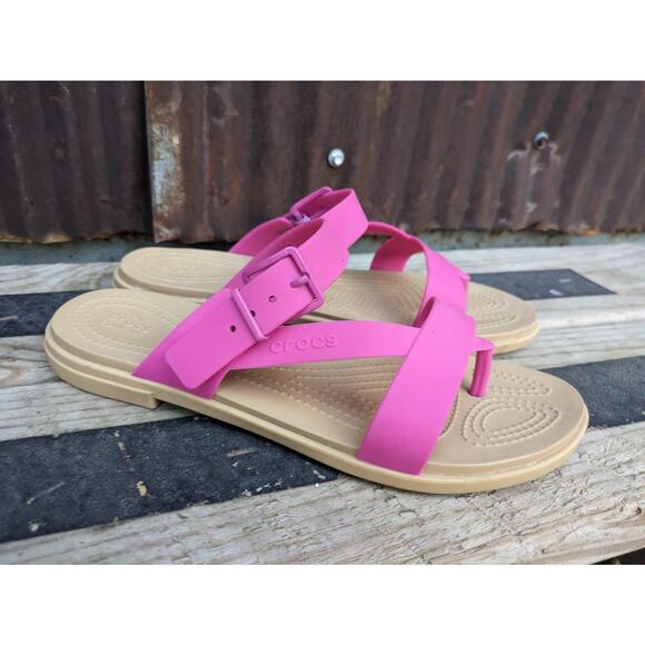 CROCS | Shoes | Crocs Tulum Toe Post Sandals Women Size 9 Pink Iconic ...